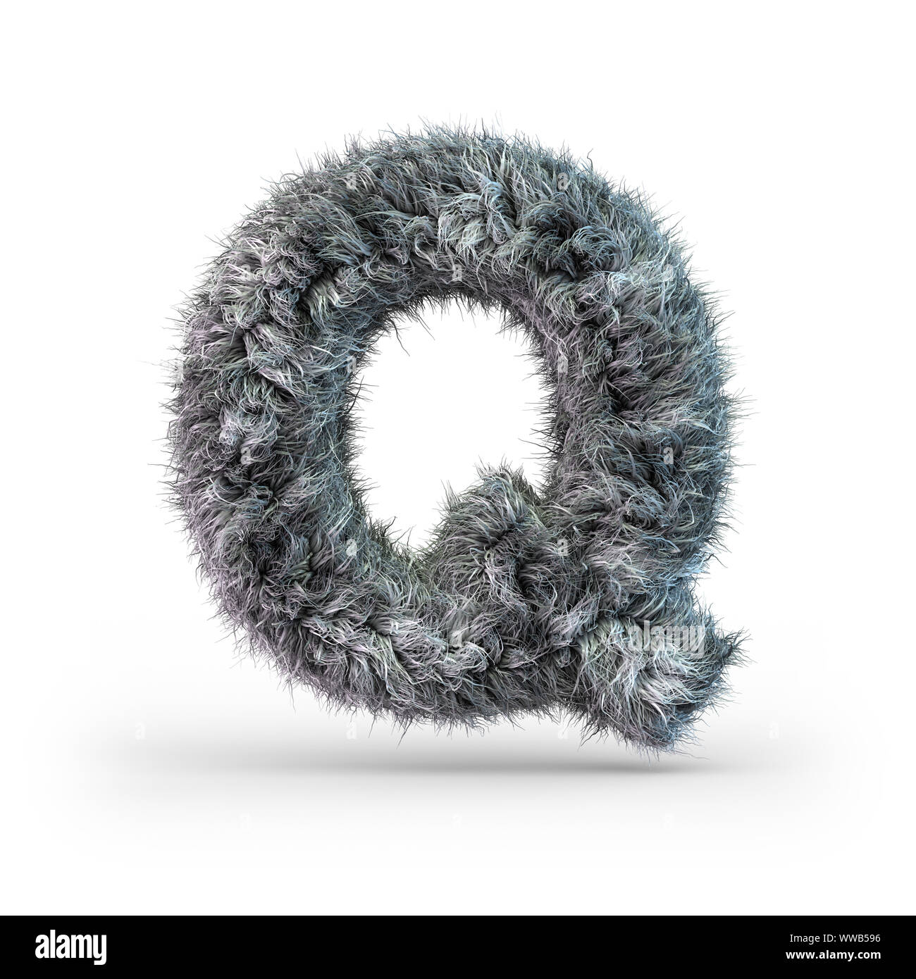 Uppercase fluffy and furry gray font. Letter Q. 3D rendering Stock ...