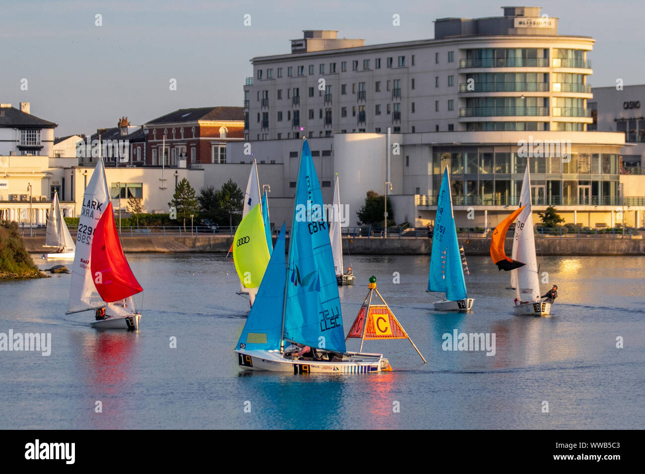 Merseyside, UK. 14th Sep, 2019. Dusk looms for competitors in the ...