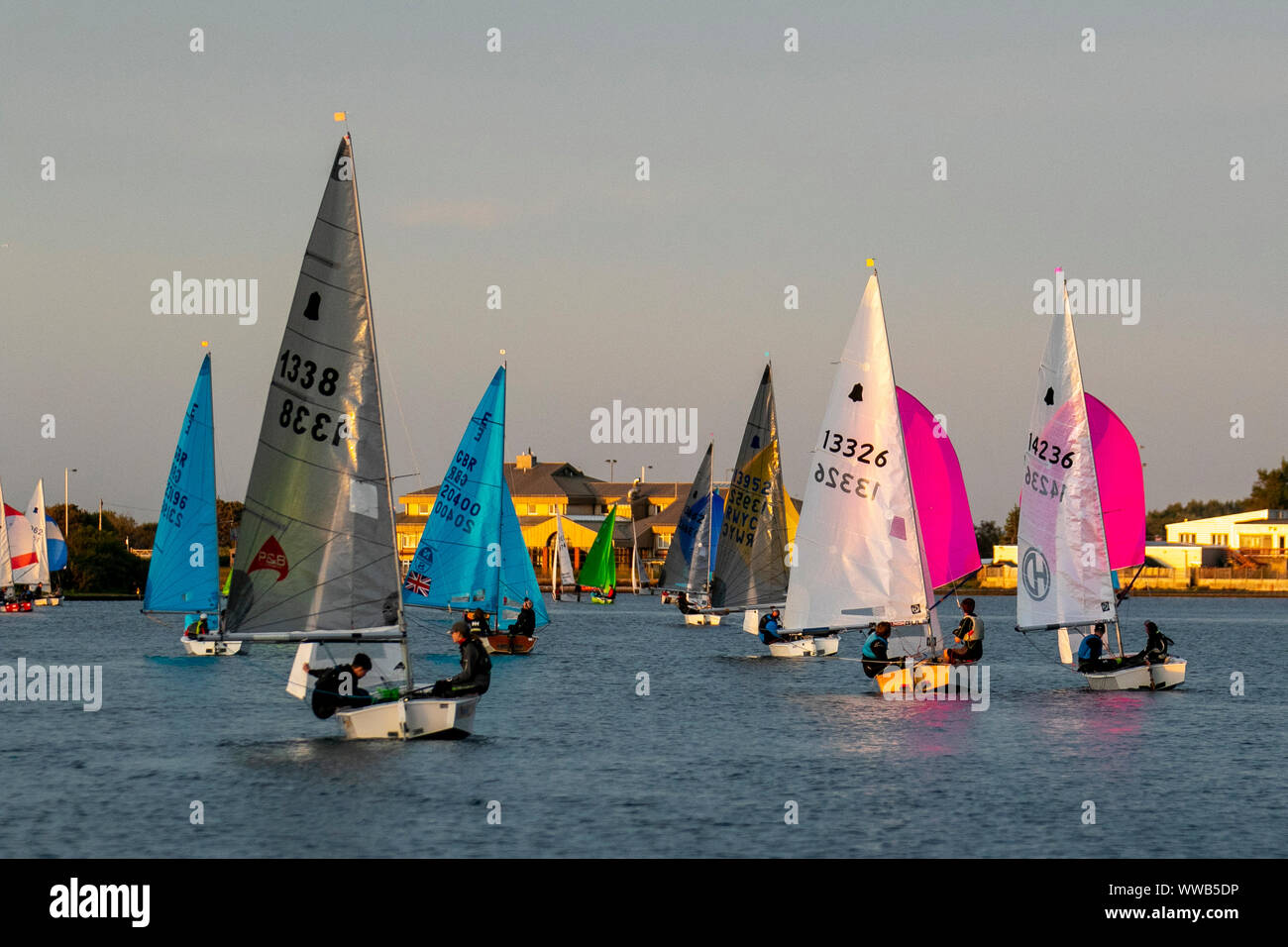 GP 14-foot dinghy raced, cruised, rowed in Merseyside, UK. Dusk looms ...