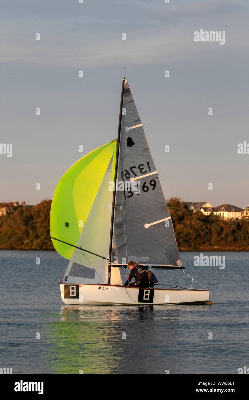 GP 14-foot dinghy raced, cruised, rowed in Merseyside, UK. Dusk looms ...