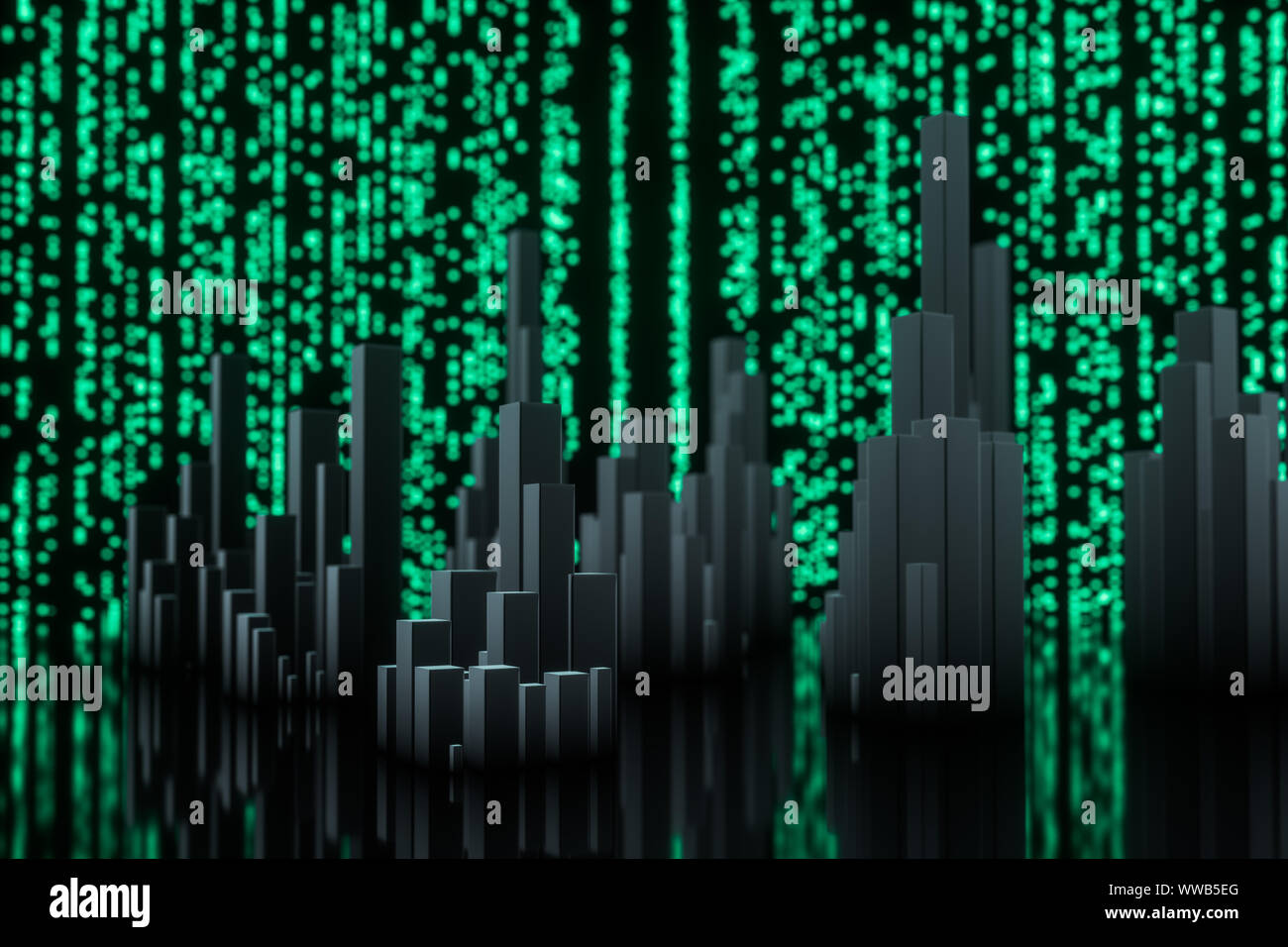 Glowing digital lines with dark background, 3d rendering. Computer ...