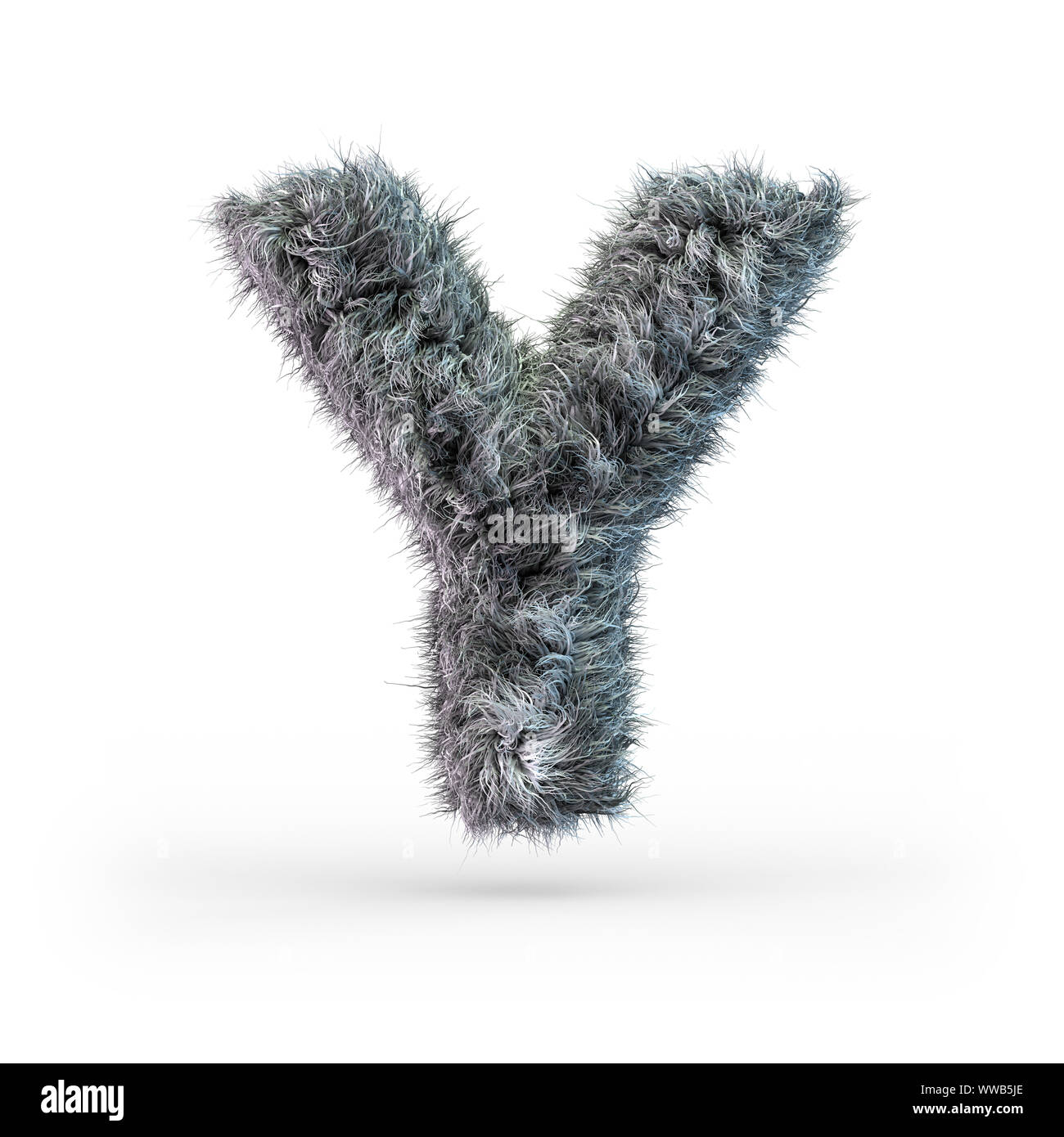 Uppercase fluffy and furry gray font. Letter Y. 3D rendering Stock ...