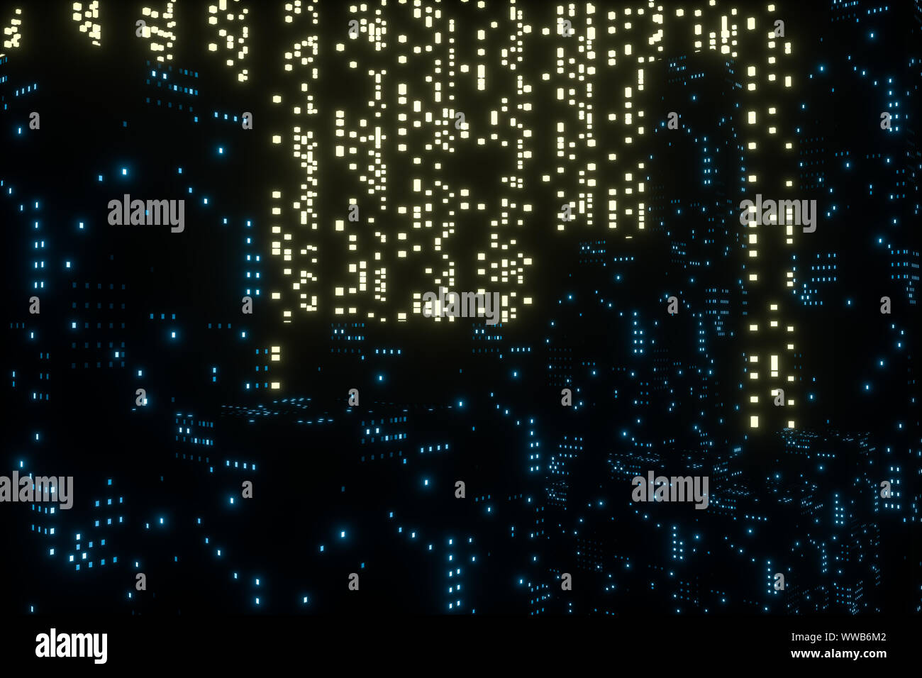 Glowing digital lines with dark background, 3d rendering. Computer ...