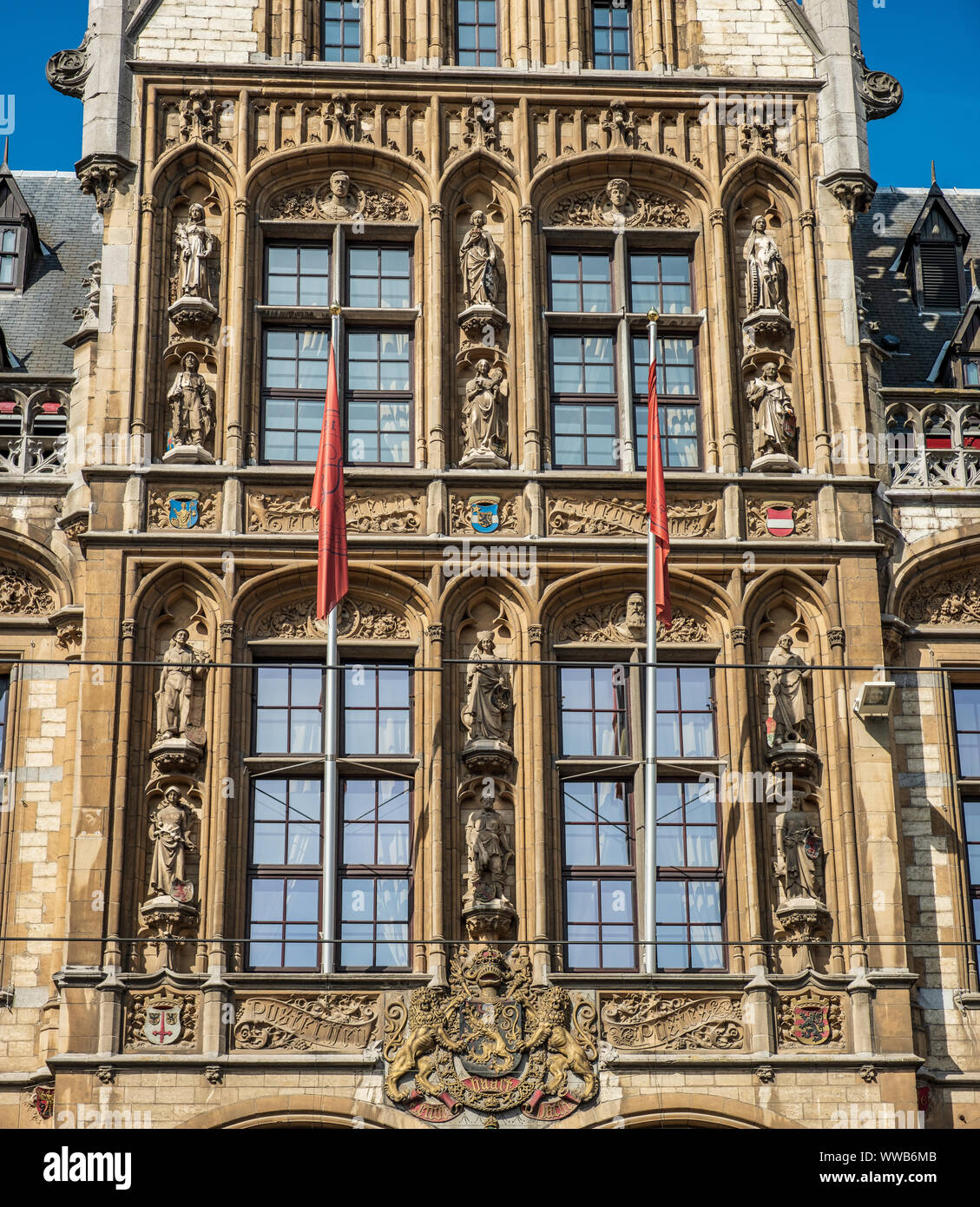 Old post office building gothic facade detail. Historical centre of ...