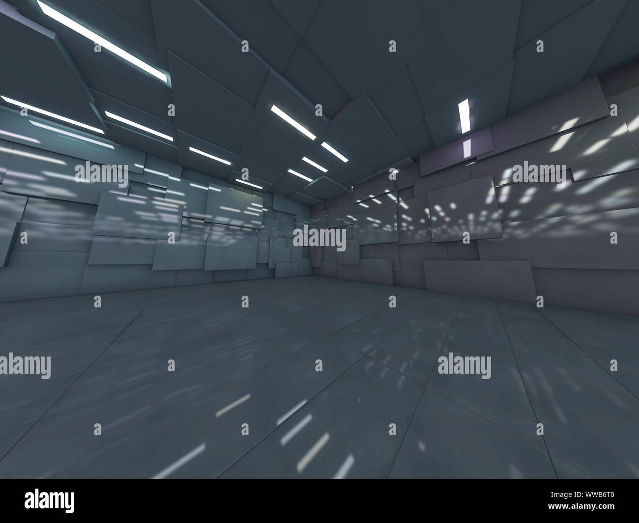 Abstract modern architecture background, empty open space interior. 3D ...