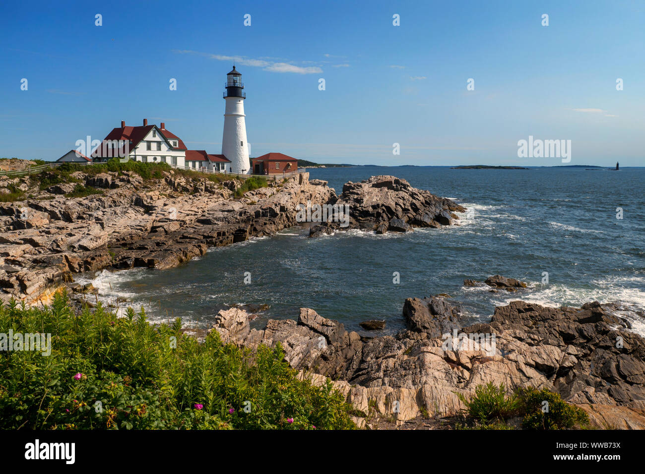Portland Head lighthouse at Cape Elizabeth, Maine Stock Photo - Alamy