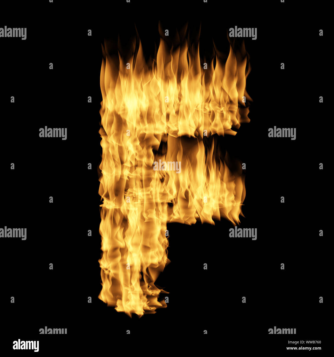 Flame letter isolated on the black background Stock Photo - Alamy