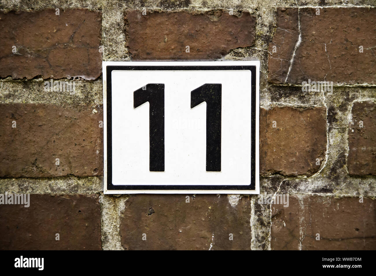 Number eleven, detail of odd number in a house, postal address Stock ...