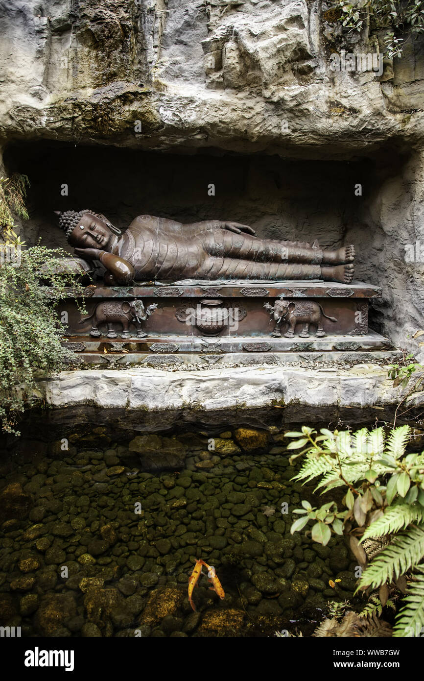 Buddha statue, detail of relaxation and faith, Buddhism Stock Photo - Alamy
