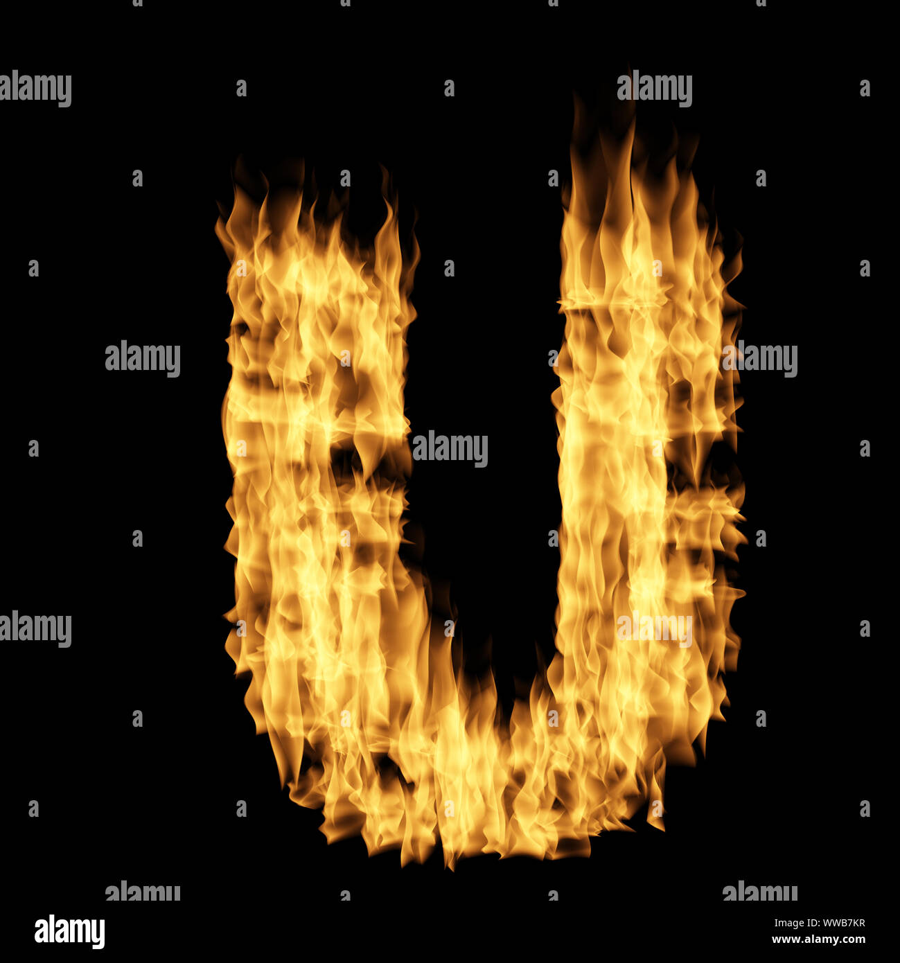 Flame letter isolated on the black background Stock Photo - Alamy