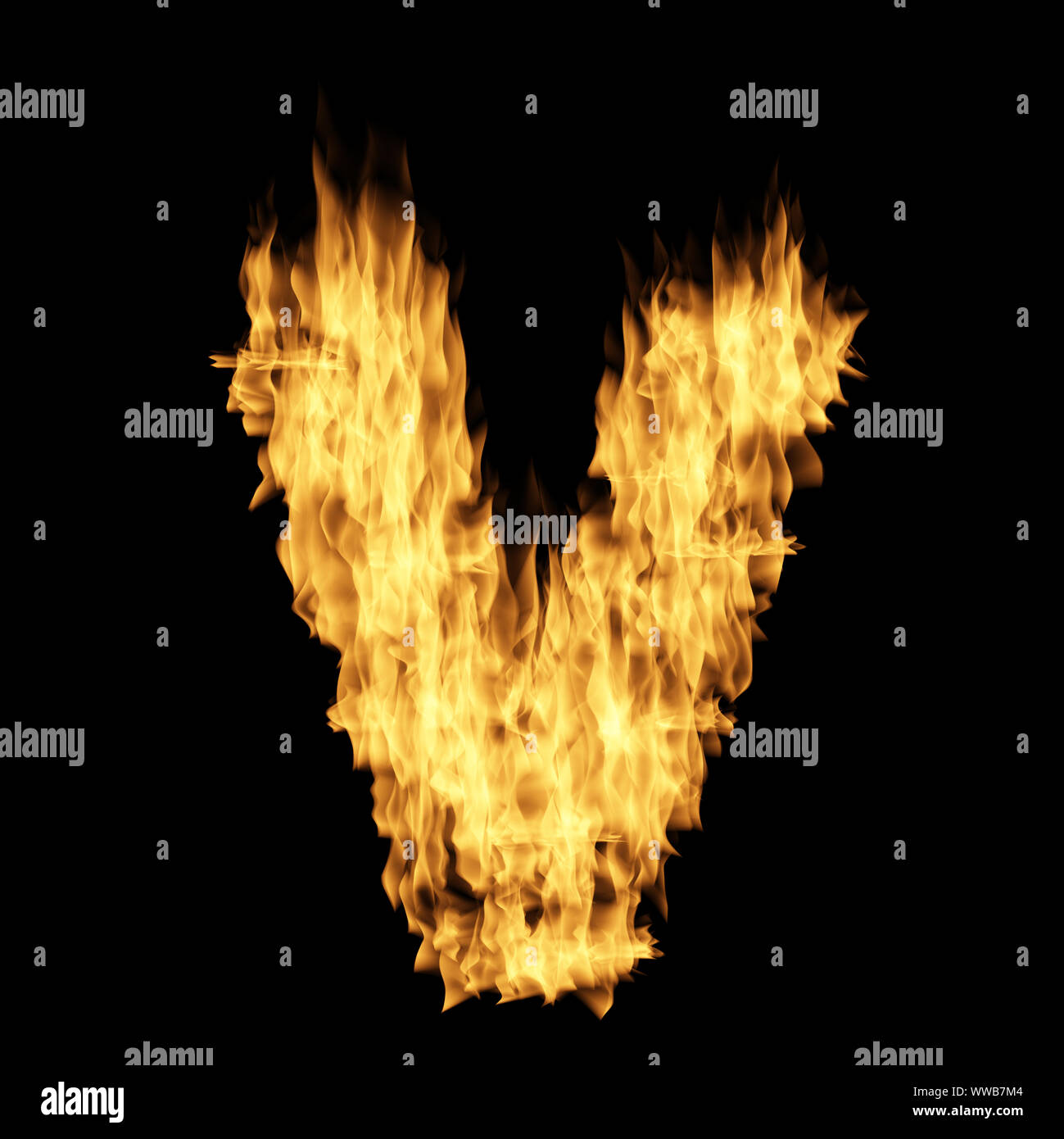 Flame letter isolated on the black background Stock Photo - Alamy