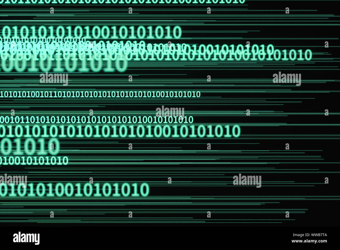 Glowing digital lines with dark background, 3d rendering. Computer ...
