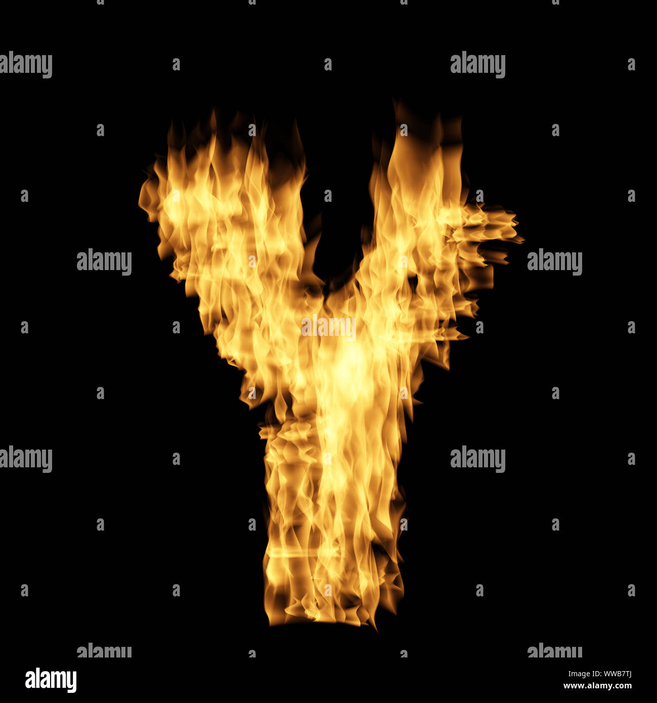 Flame letter isolated on the black background Stock Photo - Alamy