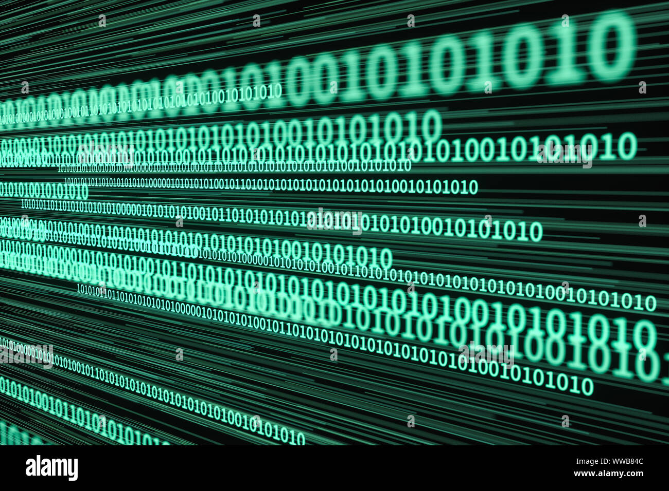 Glowing digital lines with dark background, 3d rendering. Computer ...