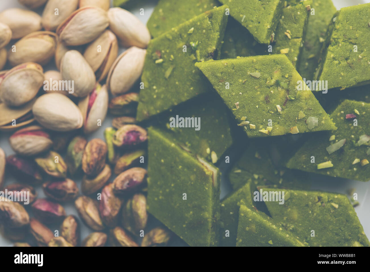Pista Katli/Burf i/ burfee or Pistachio cake, popular festival sweet or ...