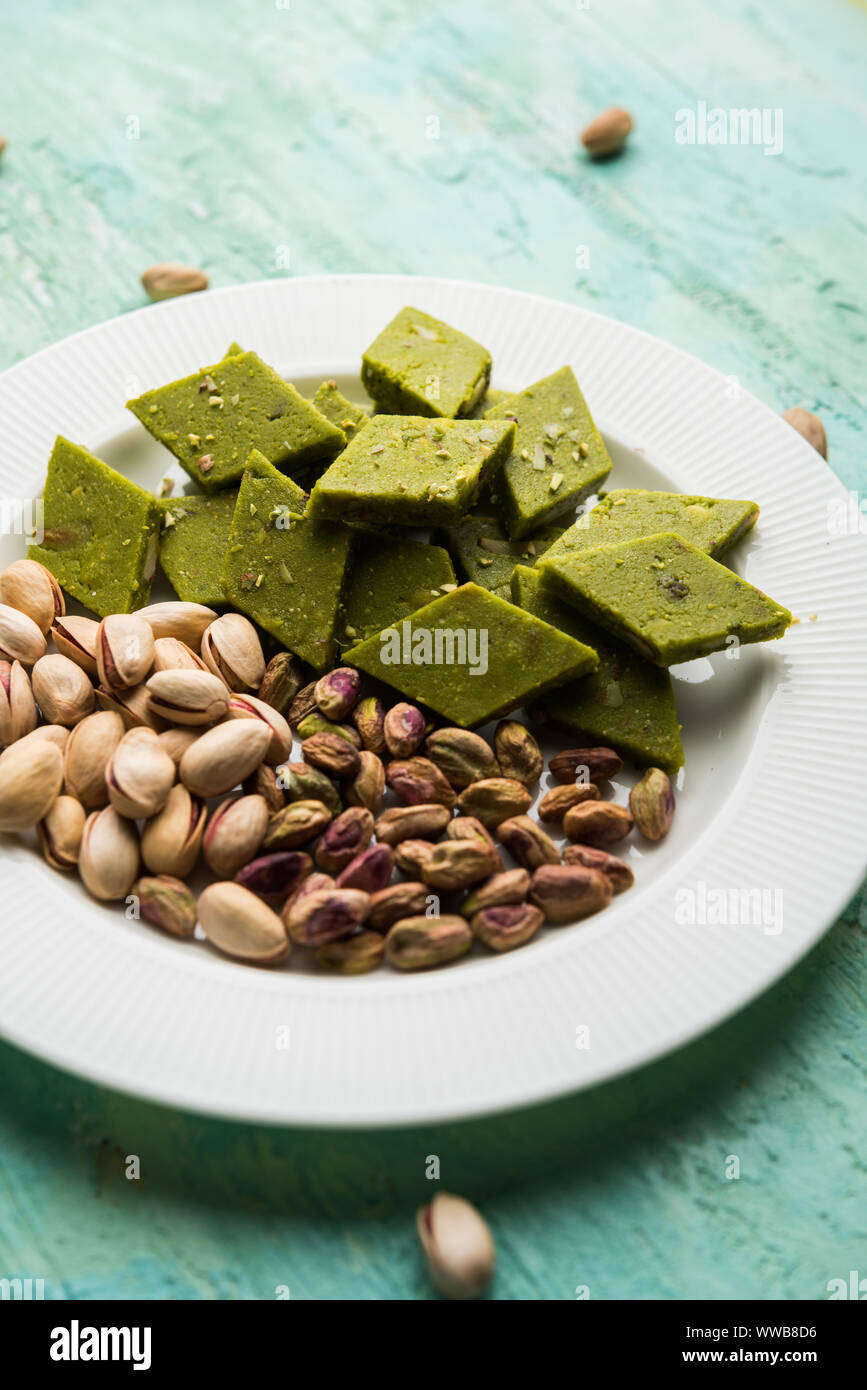 Pista Katli/Burf i/ burfee or Pistachio cake, popular festival sweet or ...