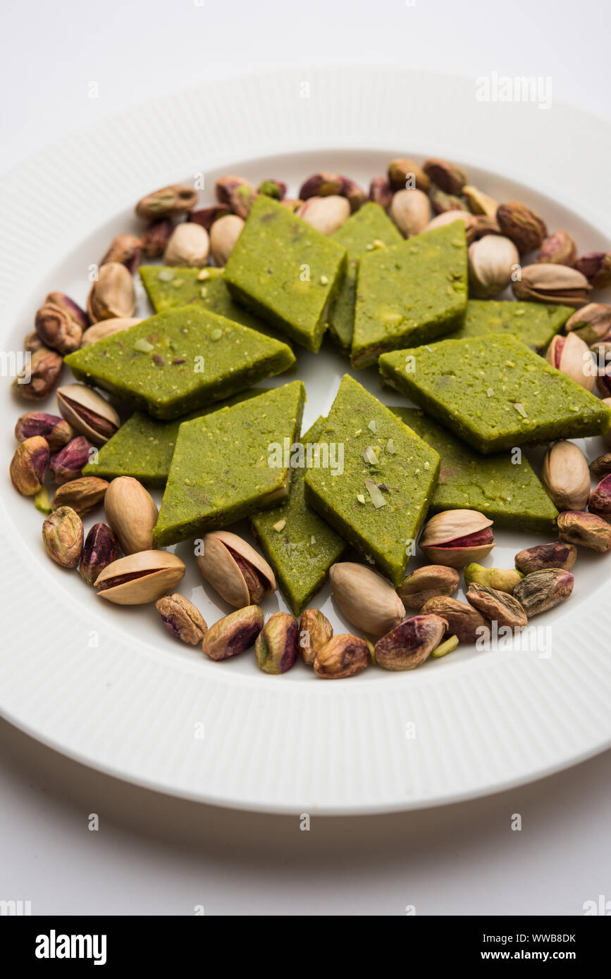 Pista Katli/Burf i/ burfee or Pistachio cake, popular festival sweet or ...