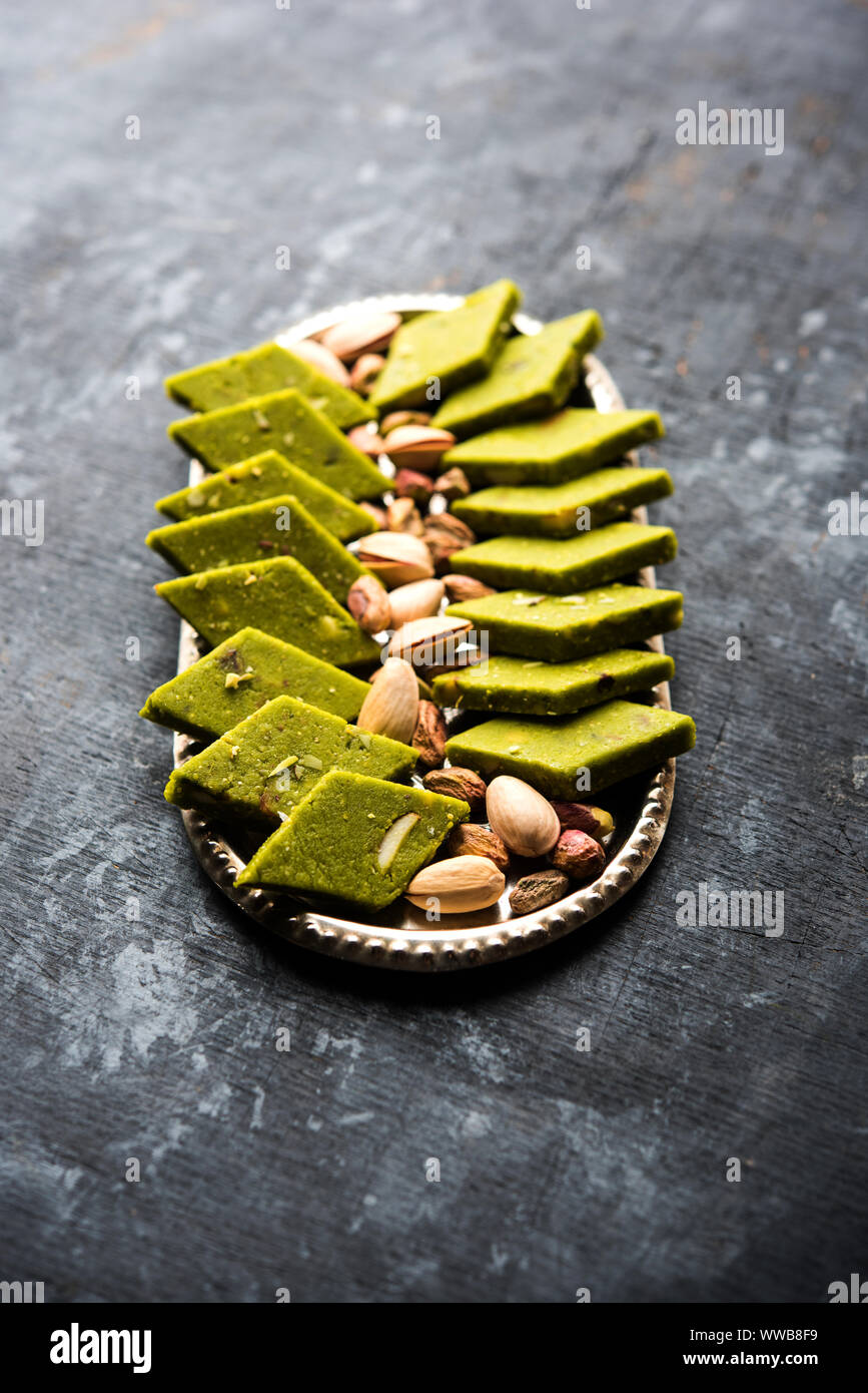 Pista Katli/Burf i/ burfee or Pistachio cake, popular festival sweet or ...