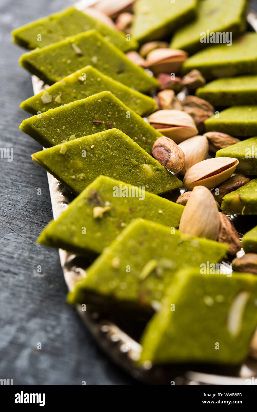 Pista Katli/Burf i/ burfee or Pistachio cake, popular festival sweet or ...