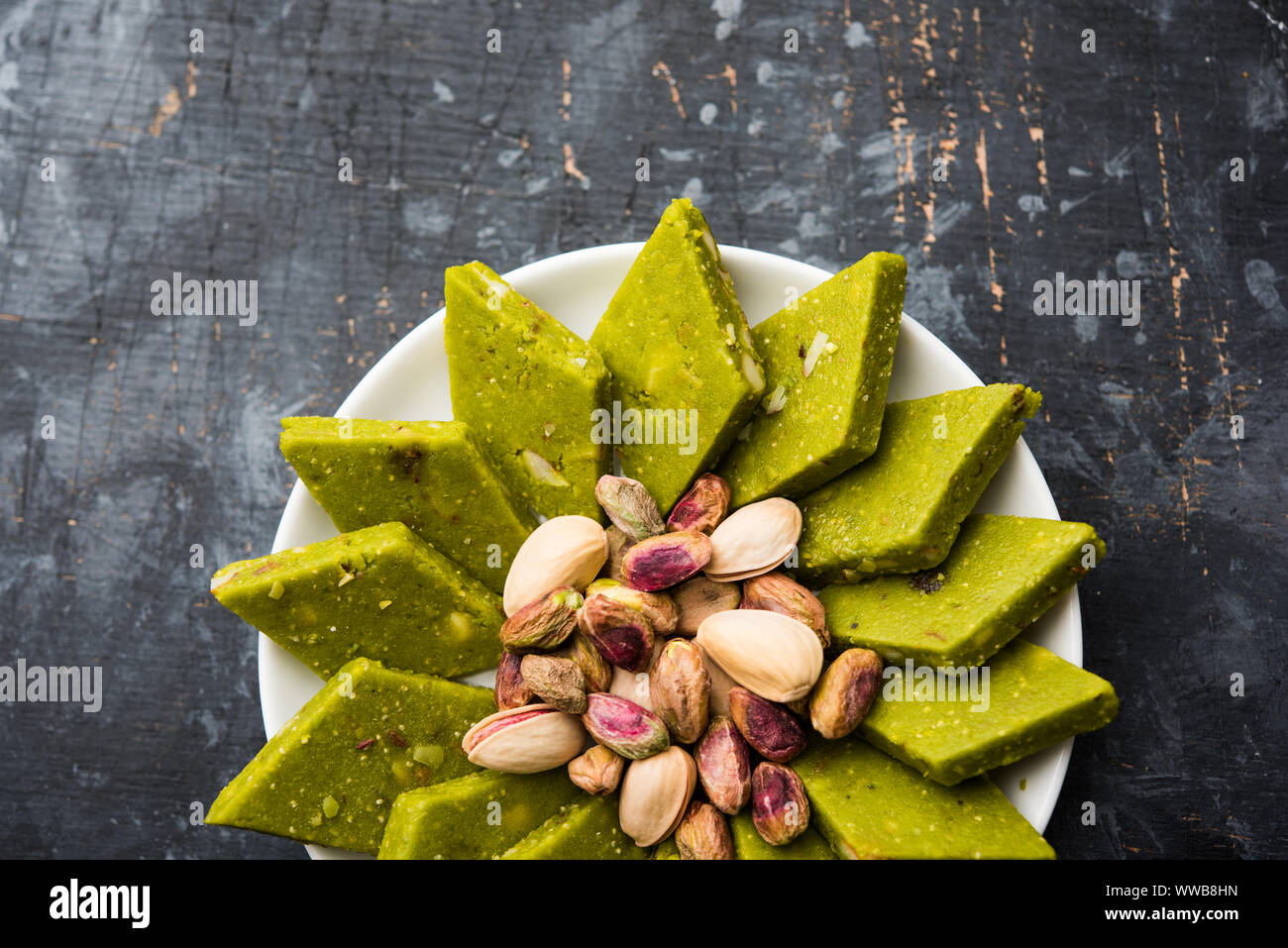 Pista Katli/Burf i/ burfee or Pistachio cake, popular festival sweet or ...