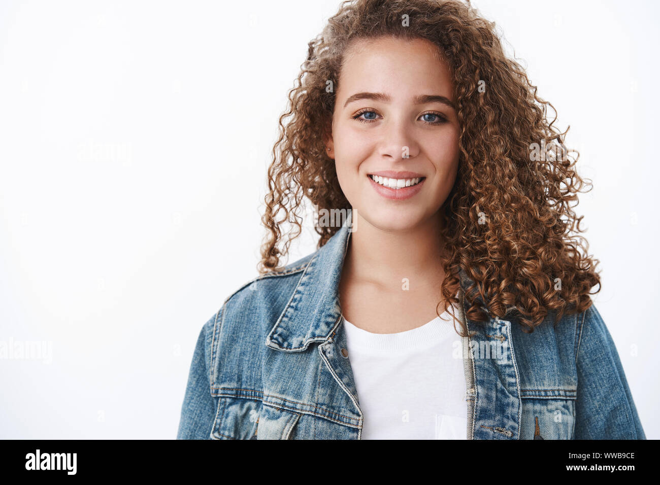 Close Up Tender Relaxed Carefree Attractive Curly Haired Young