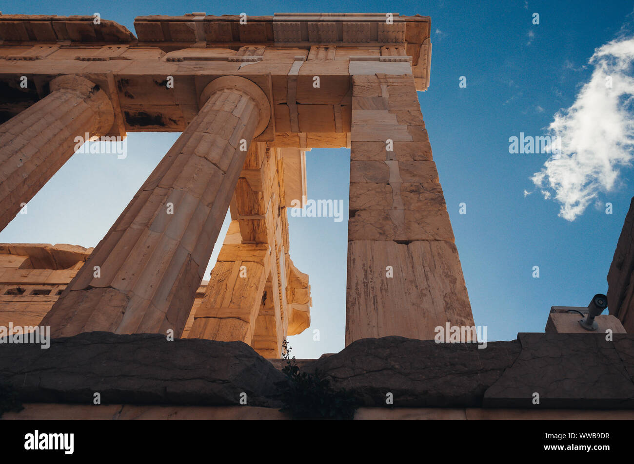 Detail of doric columns in the Acropolis Propylaea, Athens, Greece ...