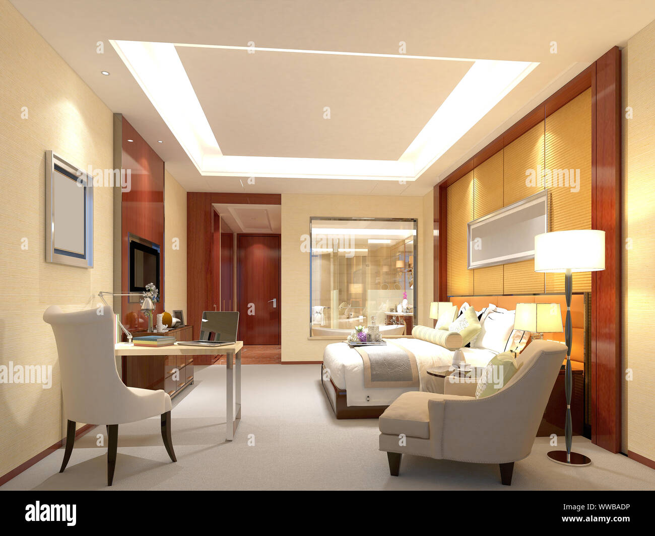 3d render of luxury hotel room Stock Photo - Alamy