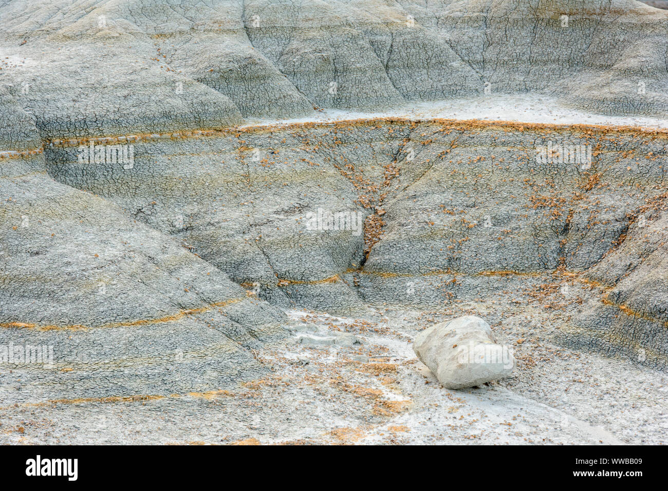 Eroded bentonite badlands features, Theodore Roosevelt National Park ...