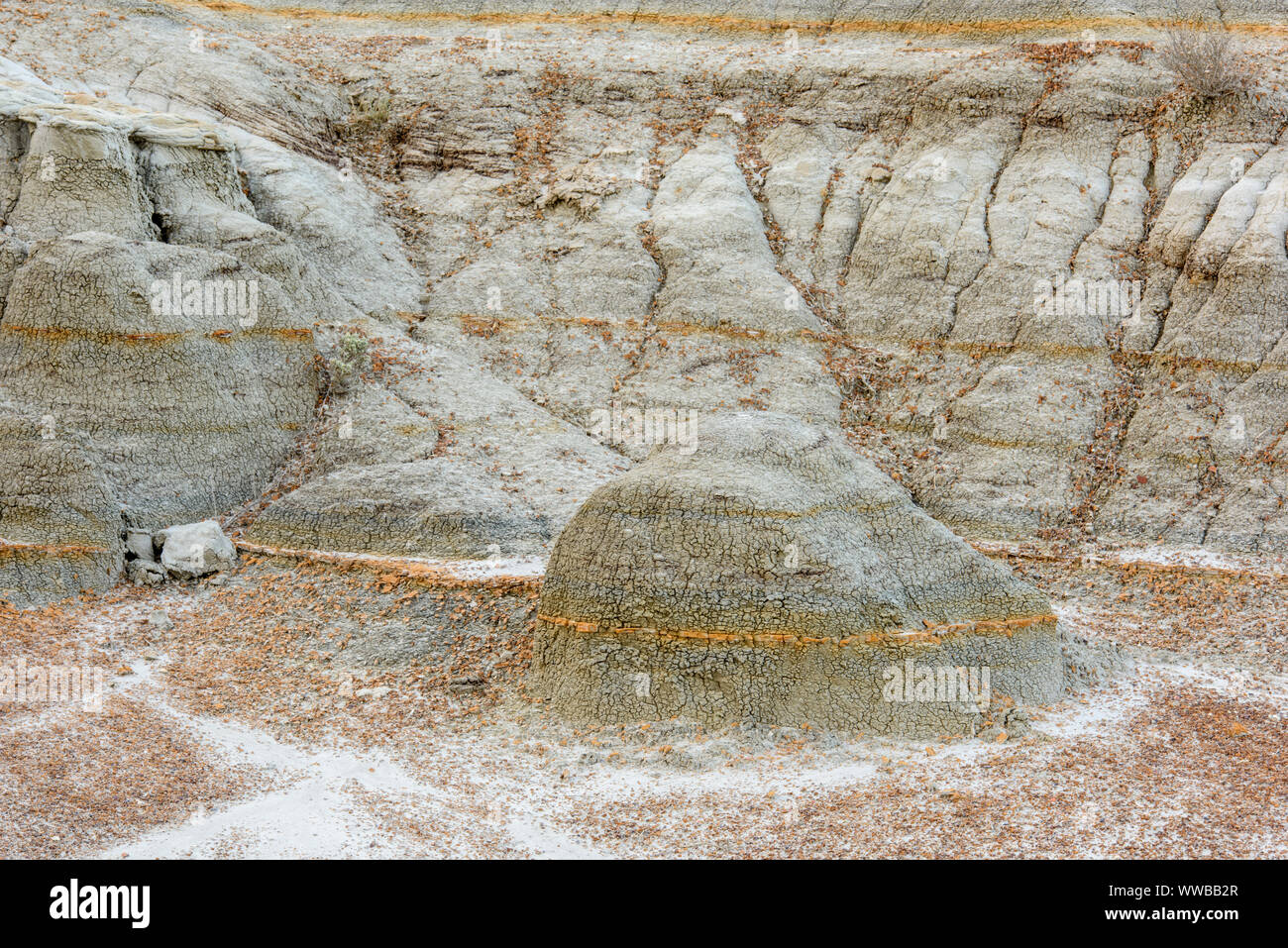 Eroded bentonite badlands features, Theodore Roosevelt National Park ...
