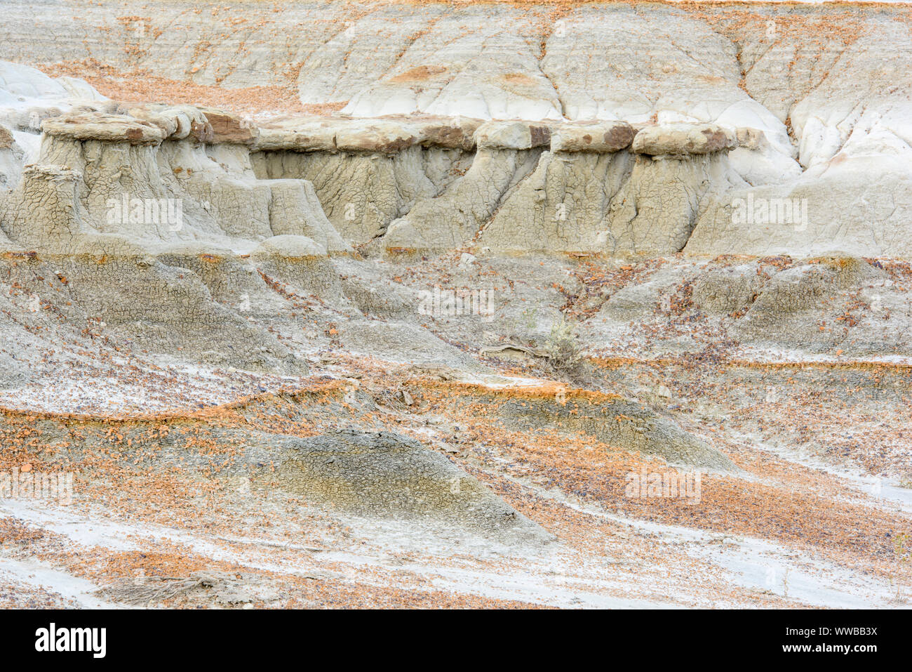 Eroded bentonite badlands features, Theodore Roosevelt National Park ...