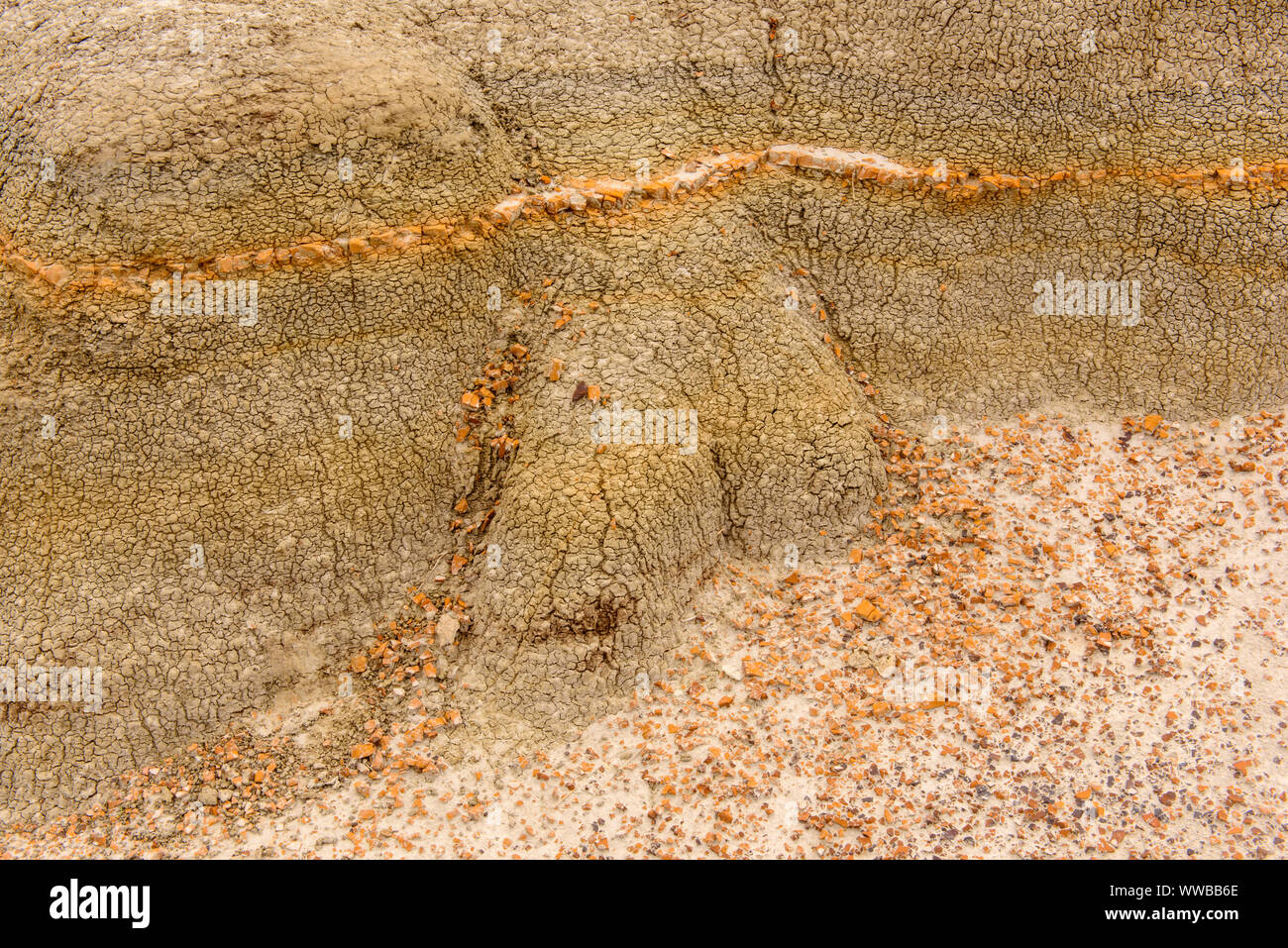 Eroded bentonite badlands features, Theodore Roosevelt National Park ...