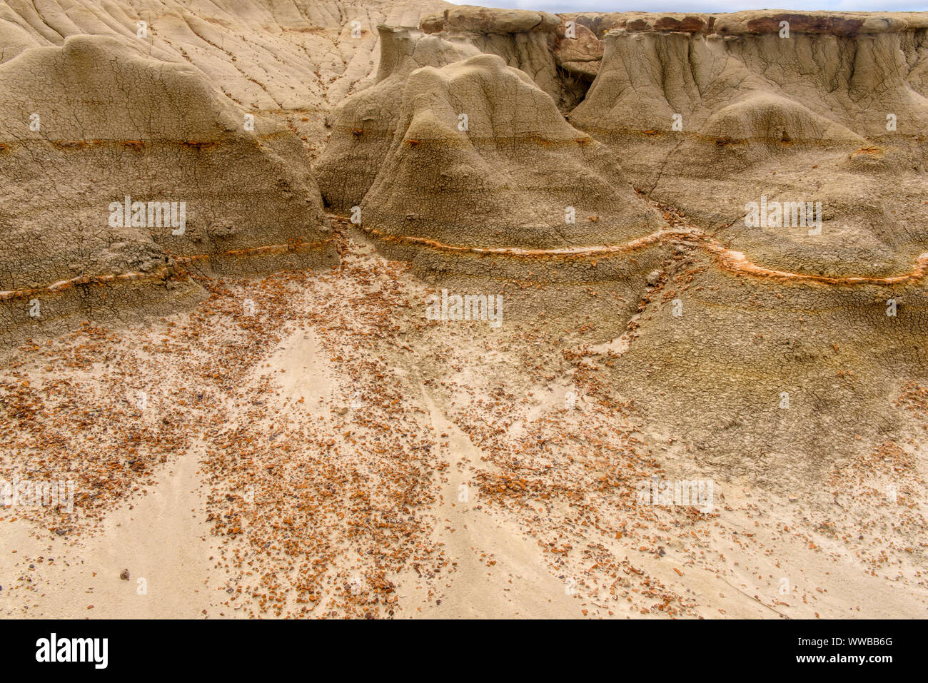 Eroded bentonite badlands features, Theodore Roosevelt National Park ...