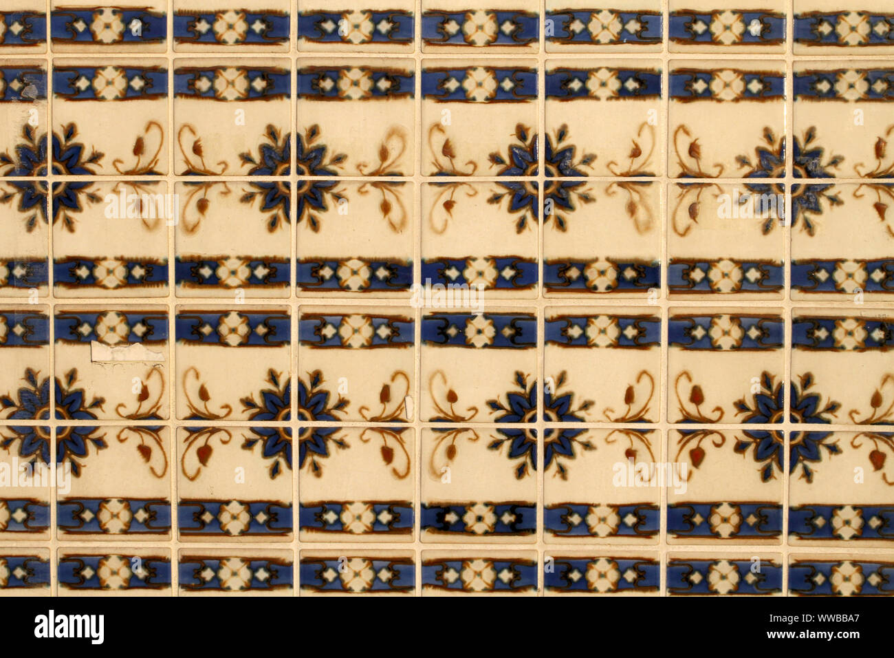 Blue and Yellow Tile Pattern Stock Photo - Alamy