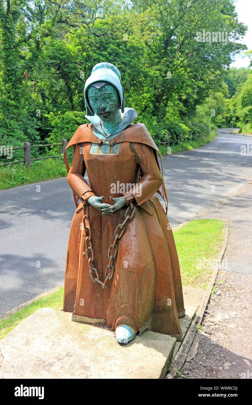 Statue of Alice Nutter, one of the Pendle Witches. on outskirts of ...