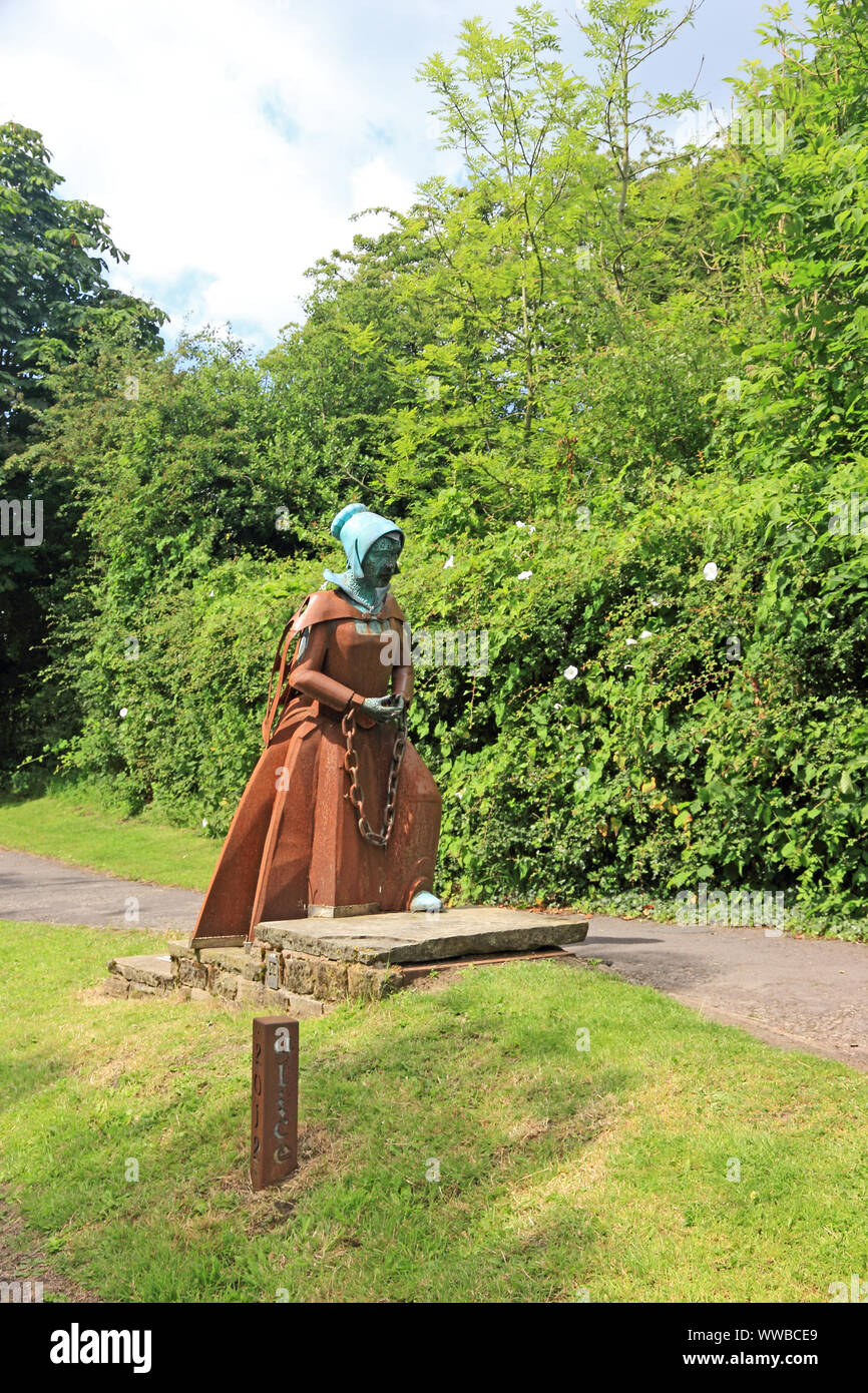 Statue of Alice Nutter, one of the Pendle Witches. on outskirts of ...