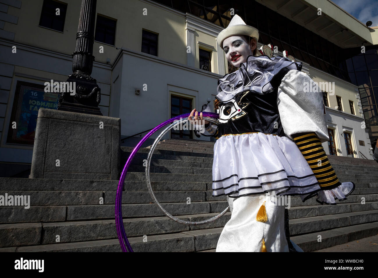 Moscow, Russia. 14th of September, 2019 Circus artists walk on the ...