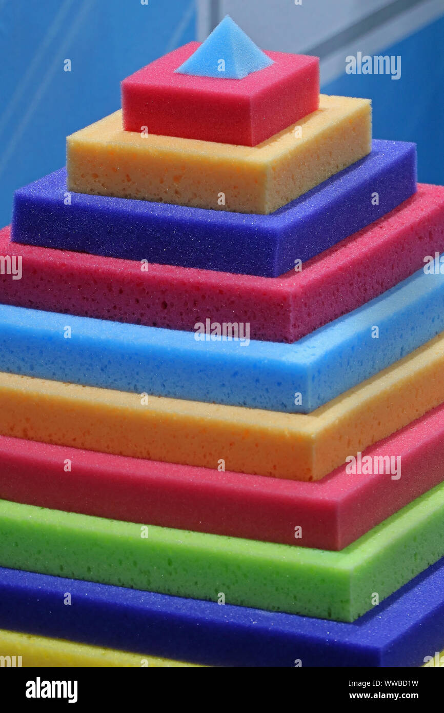 Colorful tower of sponge material texture background Stock Photo - Alamy