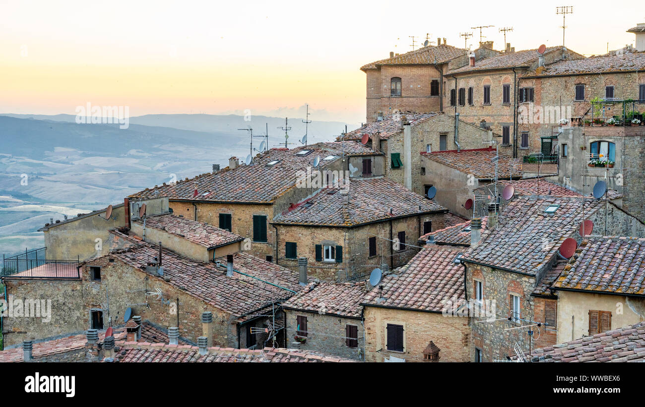 Volterra, Pisa, Tuscany, Italy: panoramic view of the medieval city at ...