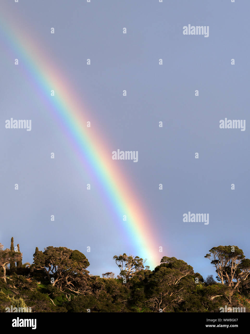 Rainbow during sunrise Stock Photo - Alamy