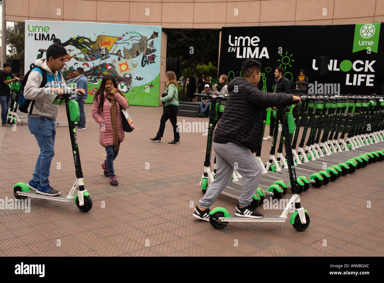 LIMA/PERU September 13, 2019 Lime-S electric scooter of the company ...