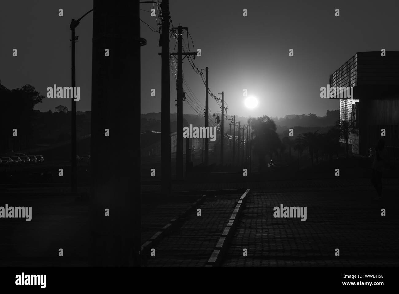 Scene of a day end off a highway under construction in southern Brazil ...