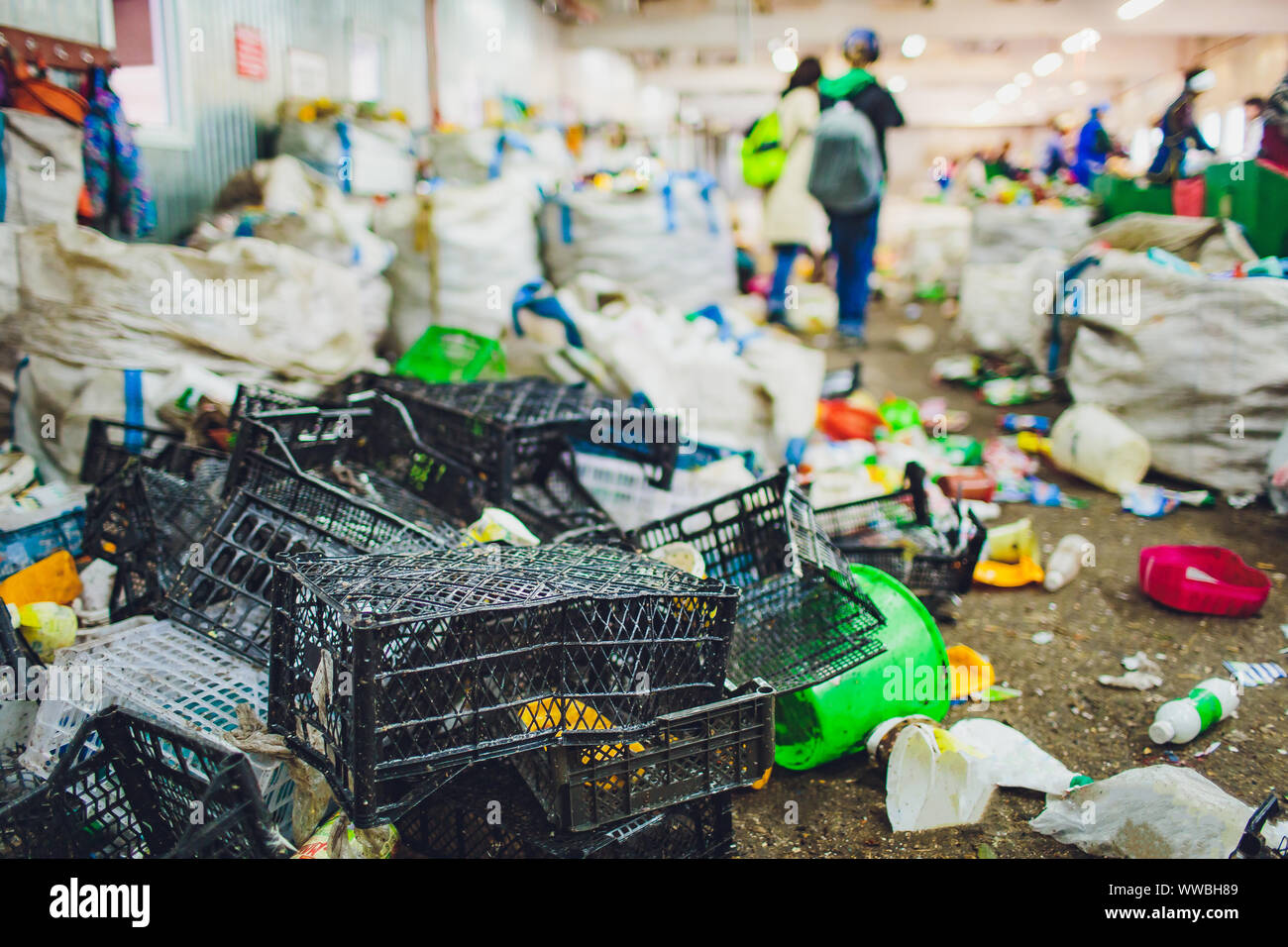 Plastic pressed bales at the modern waste hazardous processing plant ...
