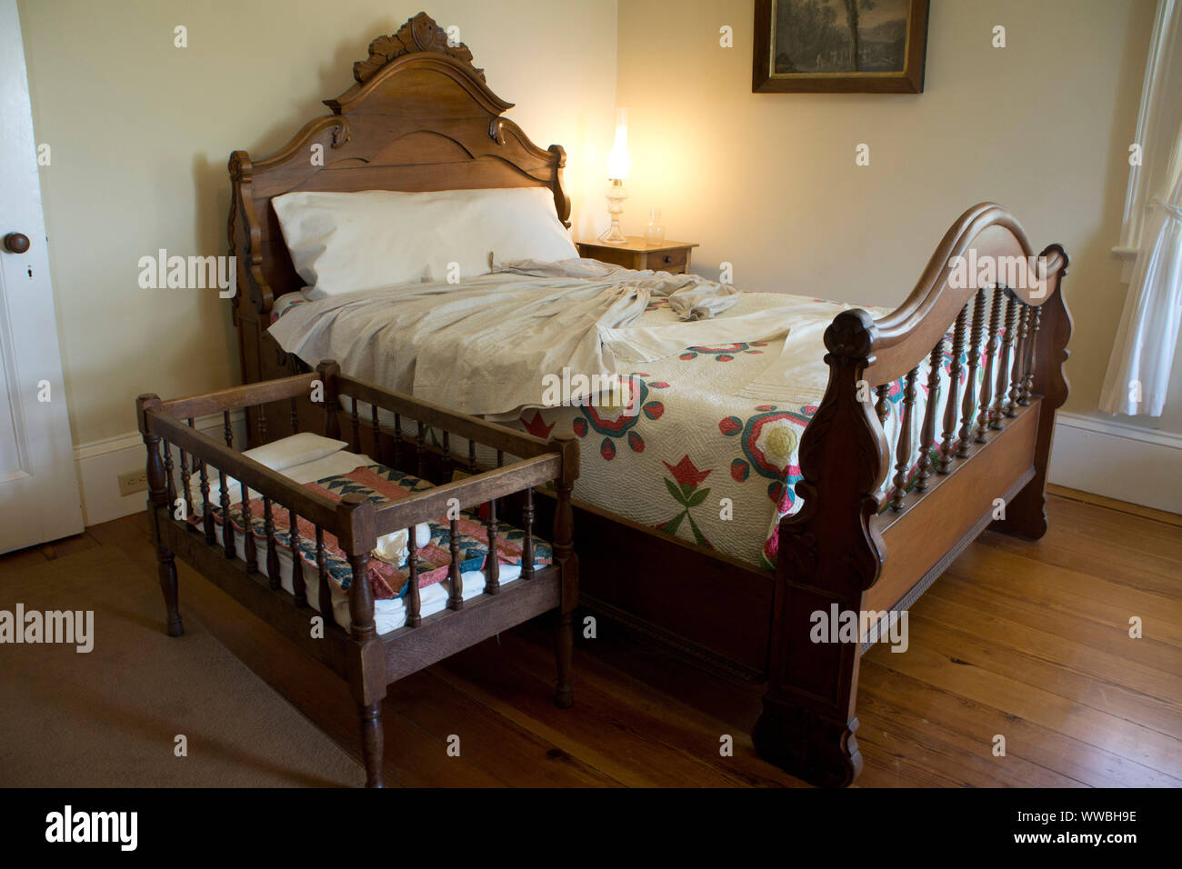 Victorian bed and cradle in Barrington Hall Plantation. Atlanta ...