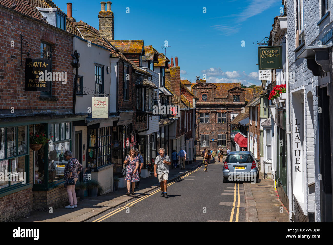 RYE, UNITED KINGDOM - JULY 29: This is a street in the old historic ...