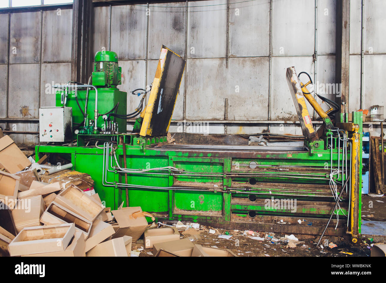 Special equipment for pressing paper waste at a waste sorting plant for ...