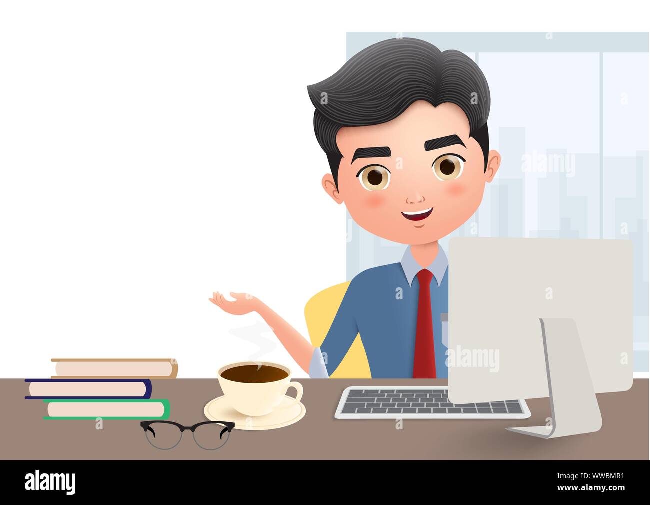 Business manager vector character. Male business character talking and ...