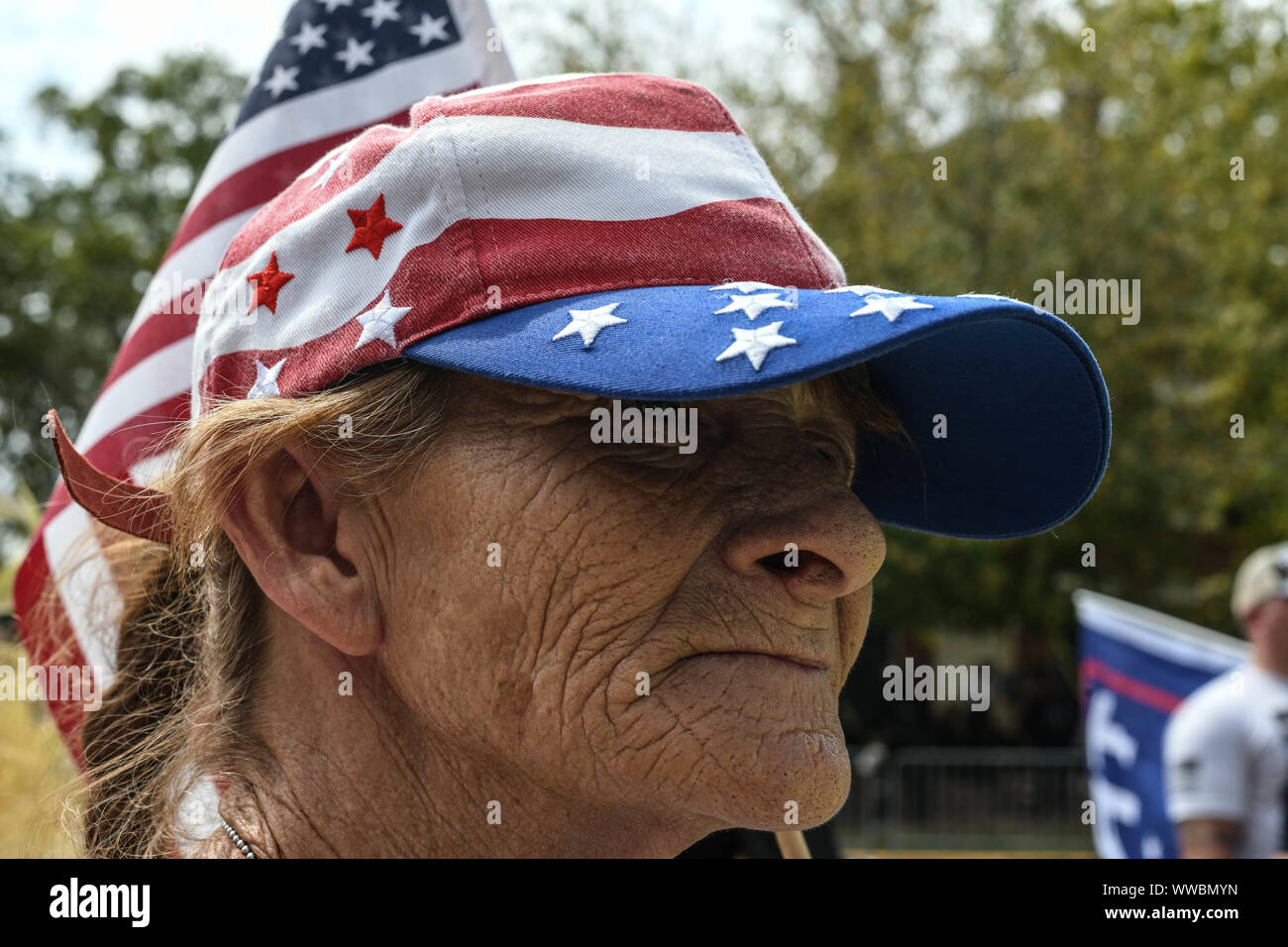 Dahlonega, Georgia, USA. 14th Sep, 2019. A Trump supporter joined ...