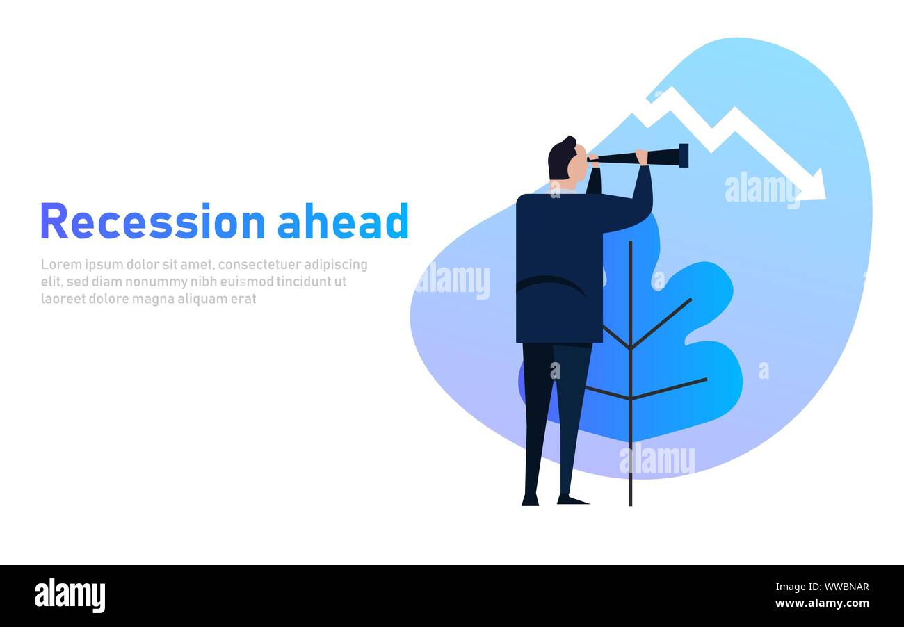 Recession ahead. Leader looking vision into economic down turn chart ...