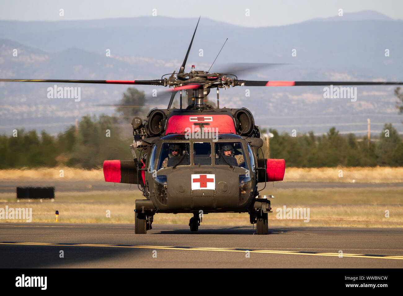 A U.S. Army UH-60 Black Hawk helicopter from the Mather Army Aviation ...