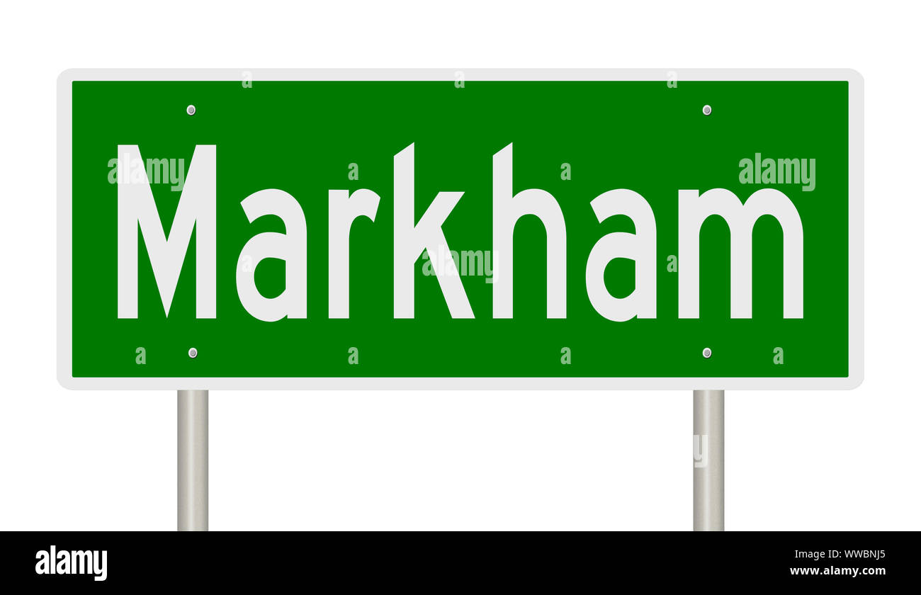 Rendering of a green road sign for Markham Ontario Canada Stock Photo ...